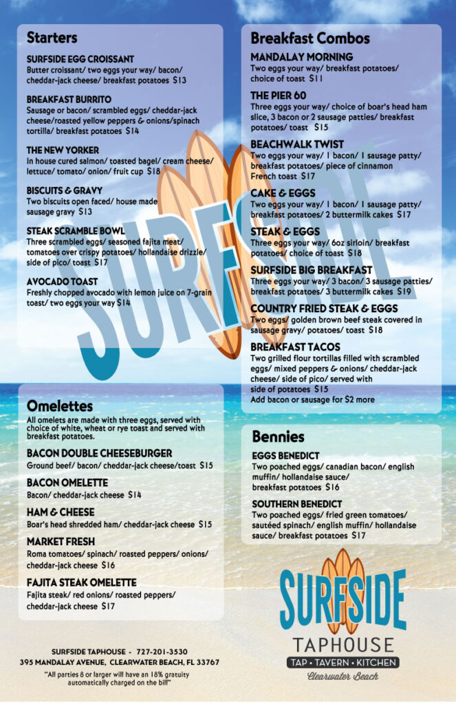 Breakfast Menu - Surfside Taphouse